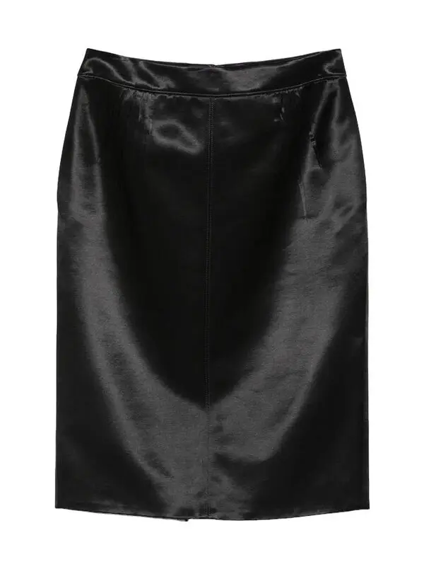 Saint Laurent Satin Skirt With Cassandre Charm - Black