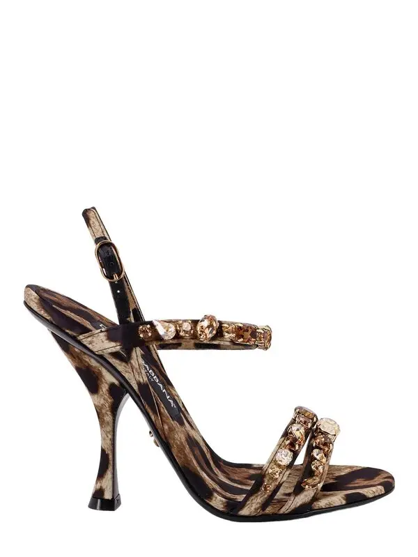 Dolce & Gabbana Embellished Animal Print Satin Sandals - Multicolor