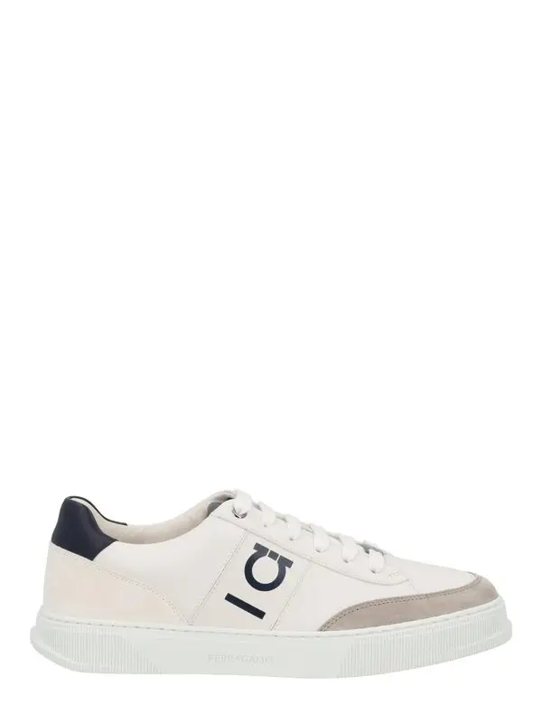 FERRAGAMO Gancini Leather Lace-up Sneakers - Black