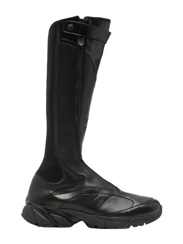 Our Legacy Leather Paneled Zip Up Boots - Black