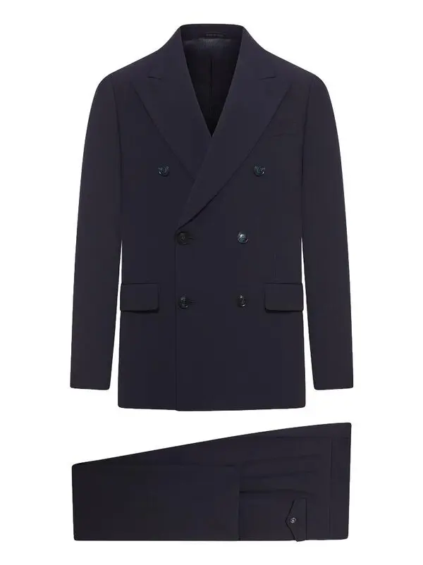 Giorgio Armani Royal Line Double Breasted Suit In Canneté Crepe Wool - Multicolor