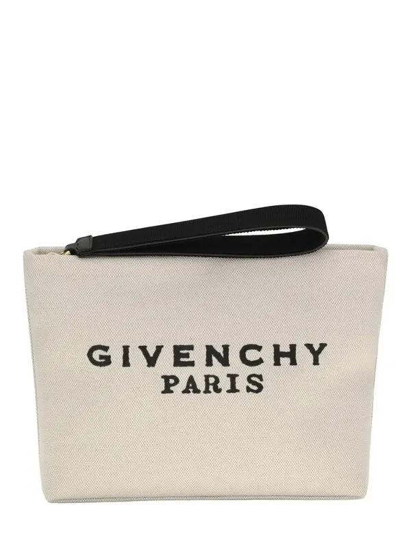 Givenchy Canvas Pochette With Grosgrain Shoulder Strap - Cream