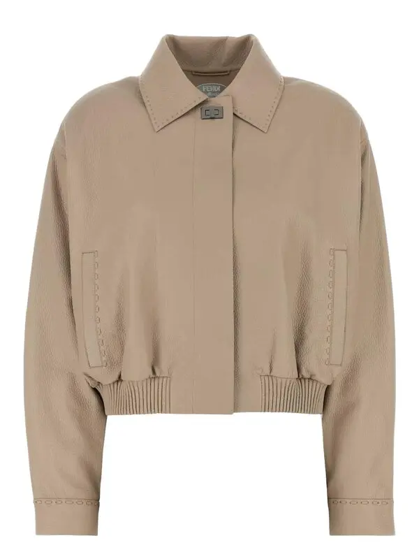 Fendi Cappuccino Leather Jacket - Brown