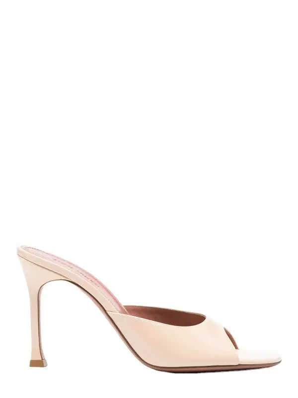 Amina Muaddi Patent Leather Slip-on Stiletto Mules - Cream