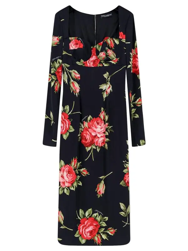 Dolce & Gabbana Viscose Dress With Iconic Print - Multicolor