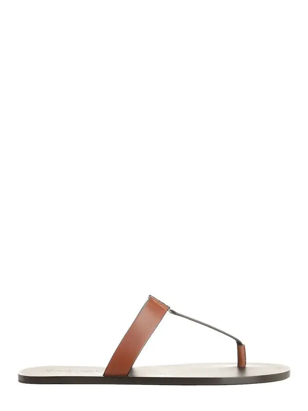 Saint Laurent Smooth Leather Babylone Sandals - Brown