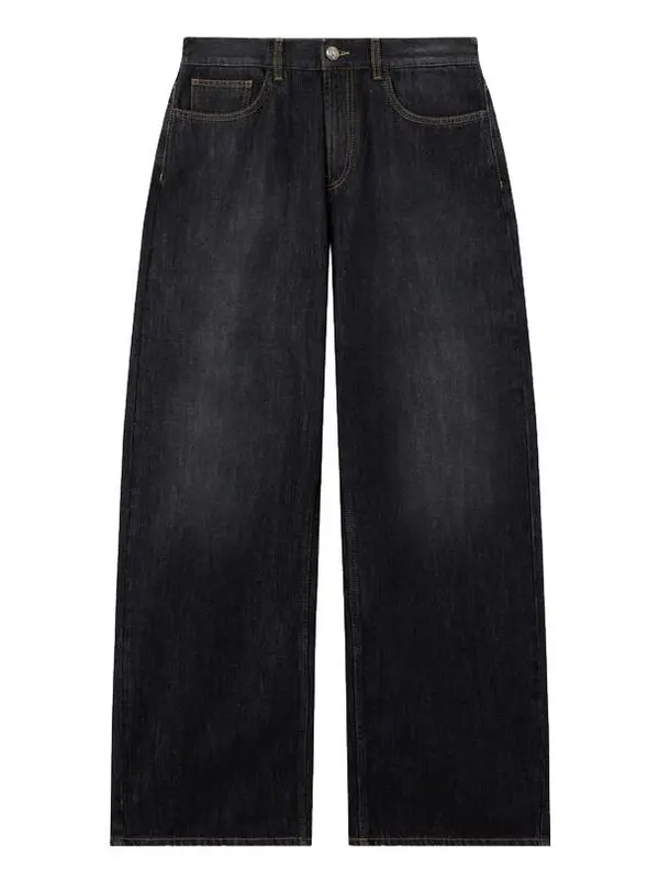 Palm Angels Grey Denim Wide-leg Jeans - Gray