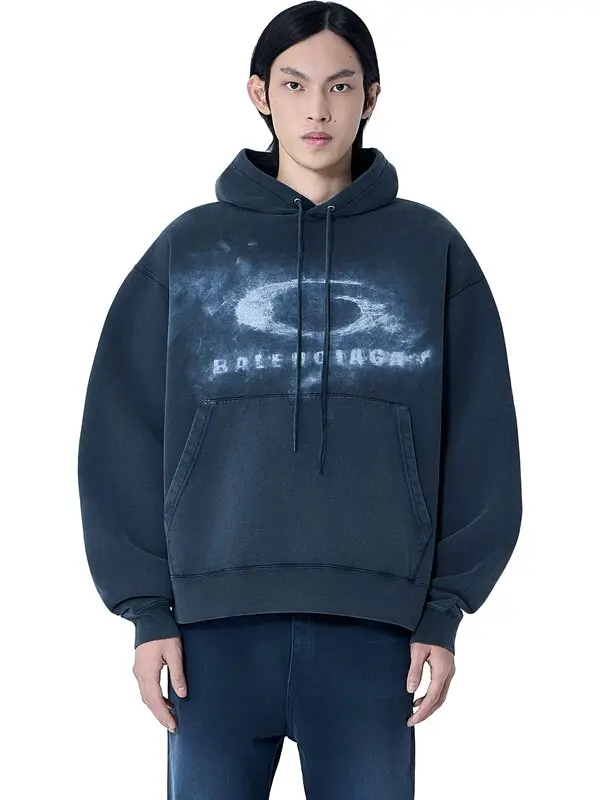 Balenciaga Oversized Logo Hoodie - Blue