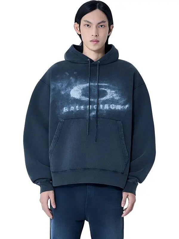 Balenciaga Oversized Logo Hoodie - Blue