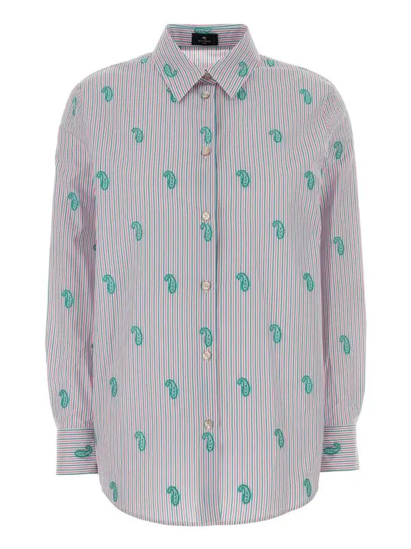 Etro Embroidered Poplin Shirt - Multicolor