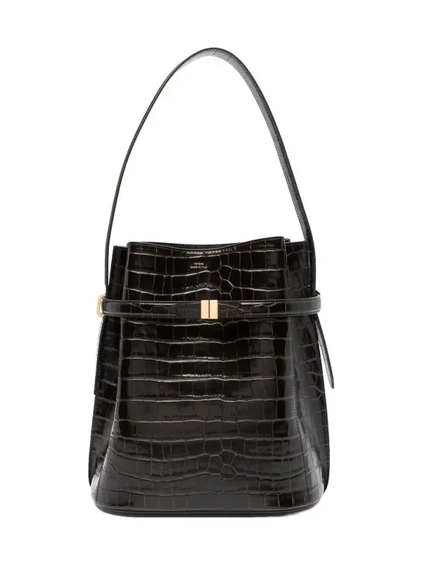 TOTEME Croc-effect Calf Leather Bucket Bag - Brown