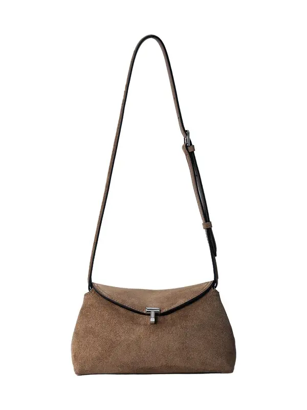 TOTEME T-lock Suede Clutch - Brown