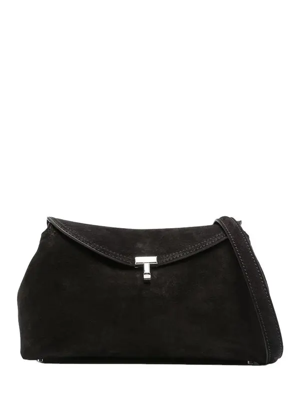 TOTEME Suede T-lock Fastening Clutch Bag - Brown
