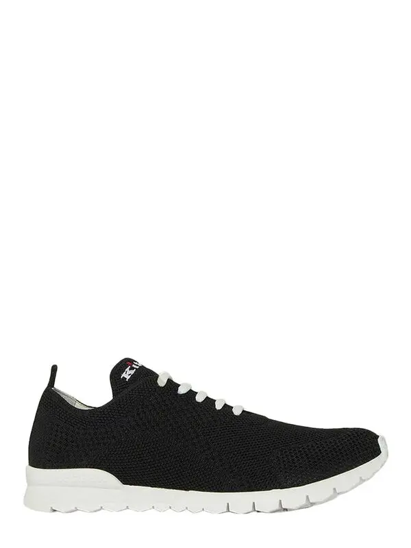 Kiton Knit Running Sneakers With Red Tipped Laces - Black