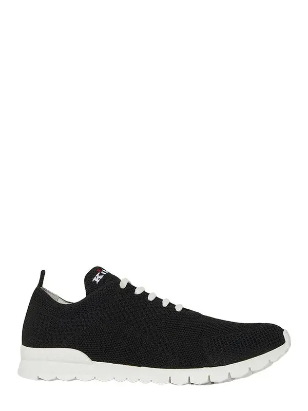 Kiton Knit Running Sneakers With Red Tipped Laces - Black