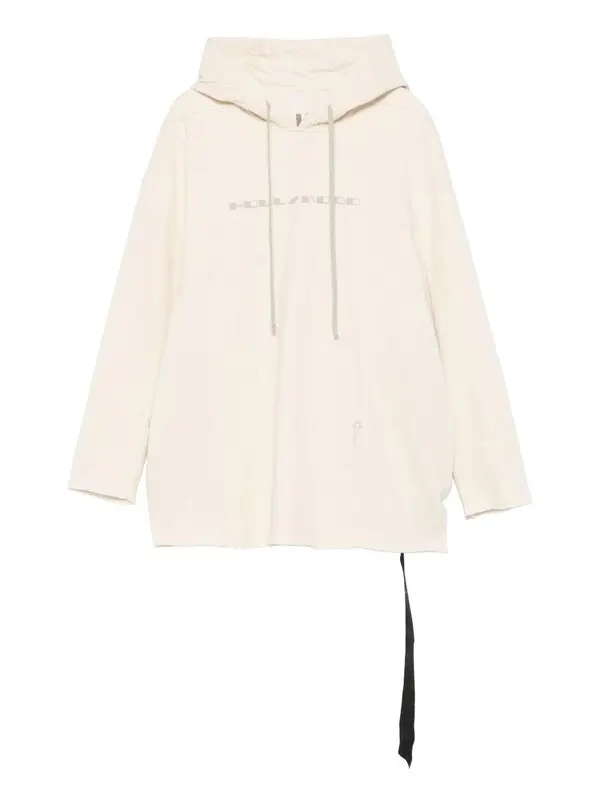 Rick Owens Oversized Cotton Hoodie With Logo Print - Multicolor