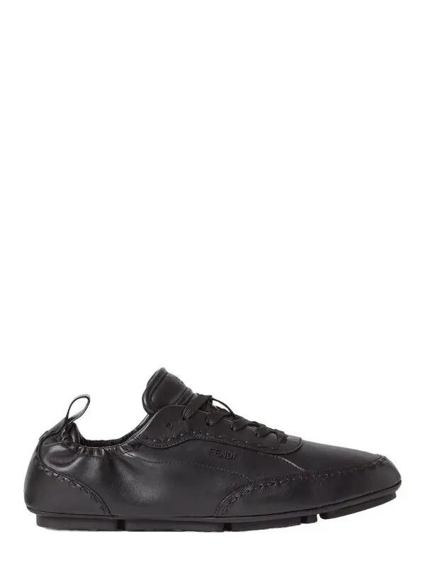Fendi Fit Low-top Leather Sneakers With Selleria Craftsmanship - Black