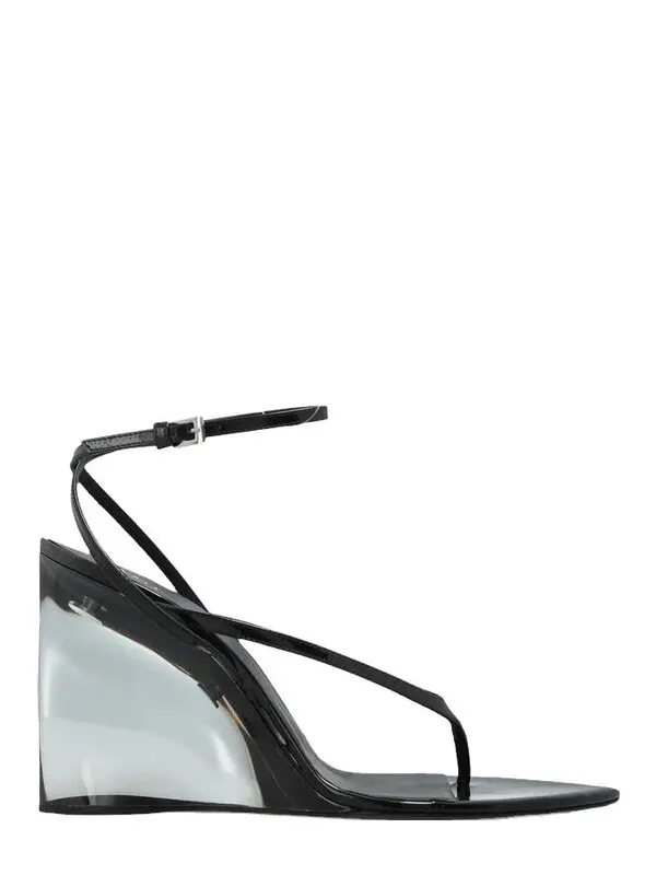 Alaïa Patent Calf Leather Wedge Sandals - Black