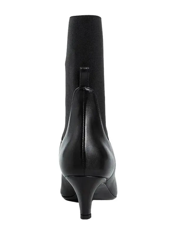 TOTEME Leather Mid Heel Boots - Black