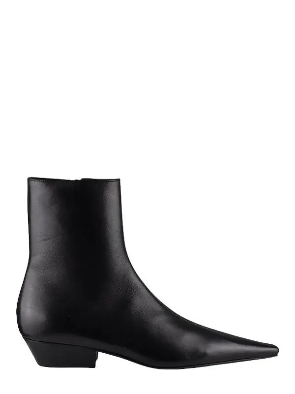 Saint Laurent Jill Pointed Toe Zip Up Boots - Black