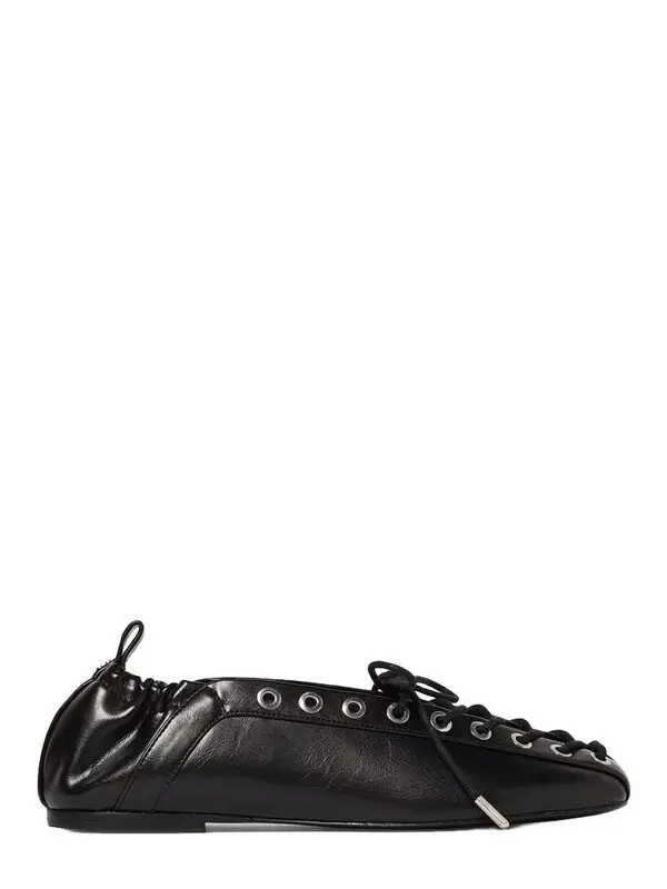 GANNI Oleatex Lace-up Ballet Flats - Black