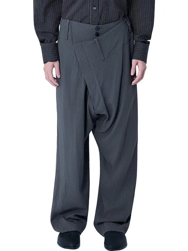 VIVIENNE WESTWOOD Asymmetrical Draped Wide Leg Trousers - Gray