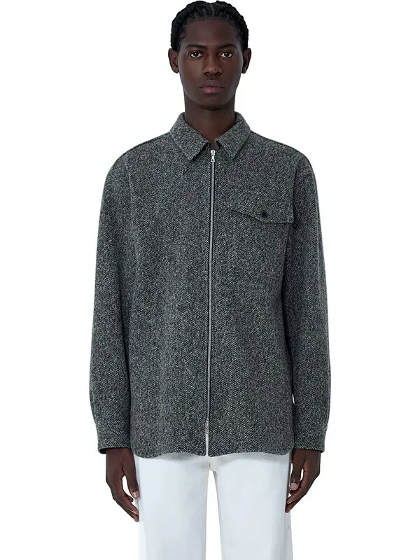 Dries Van Noten Herringbone Zip Jacket - Gray