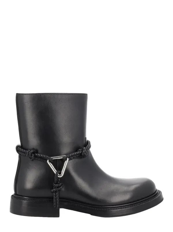 Bottega Veneta Calf Leather Braided Detail Boots - Black