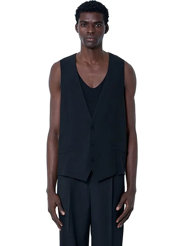 Saint Laurent Silk Crepe Waistcoat - Black