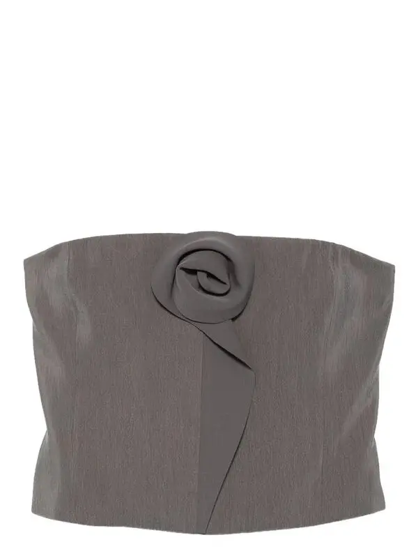 Giorgio Armani Strapless Top With Floral Appliqu - Gray