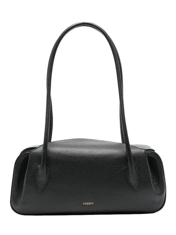 Yuzefi Leather Shoulder Bag With Top Handles - Black