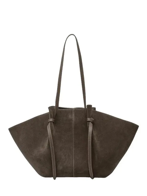 Yuzefi Suede Shoulder Bag With Tie Detail - Brown