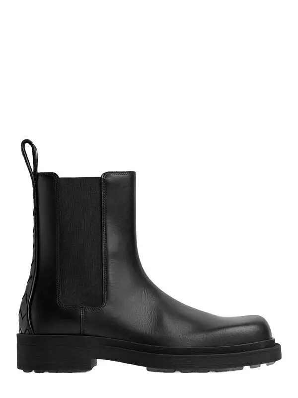 Bottega Veneta Leather Chelsea Boots With Square Toe And Lug Sole - Black