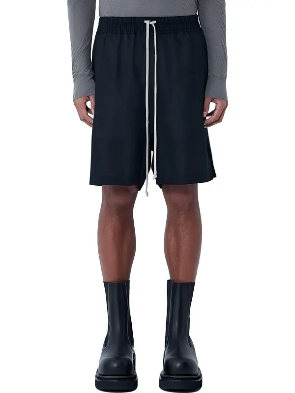 Rick Owens Relaxed Fit Drawstring Wool Shorts - Black