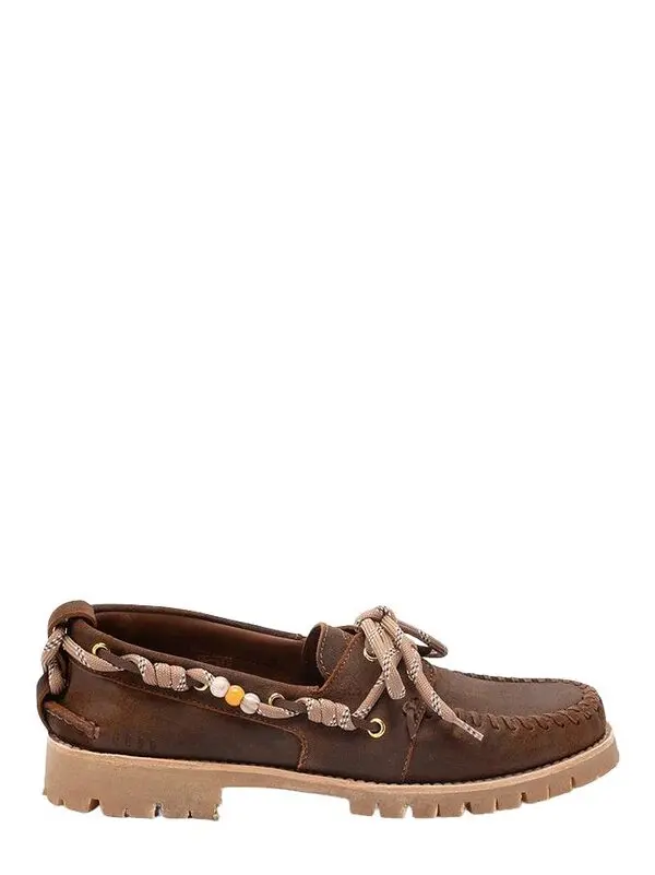 GOLDEN GOOSE Waxed Suede Boat Shoes - Brown