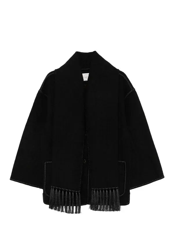TOTEME Single-breasted Coat With Fringe Detailing - Black