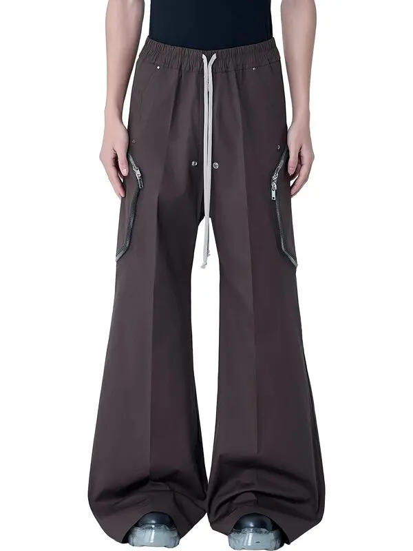 Rick Owens Wide-leg Trousers With Drawstring Waist And Zip Details - Brown