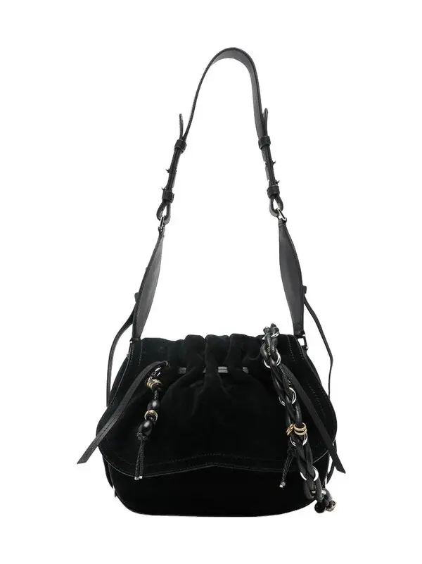 Isabel Marant Étoile Suede Drawstring Shoulder Bag With Beaded Detail - Black