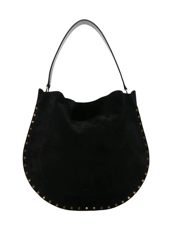 Isabel Marant Étoile Suede Drawstring Shoulder Bag With Beaded Detail - Black