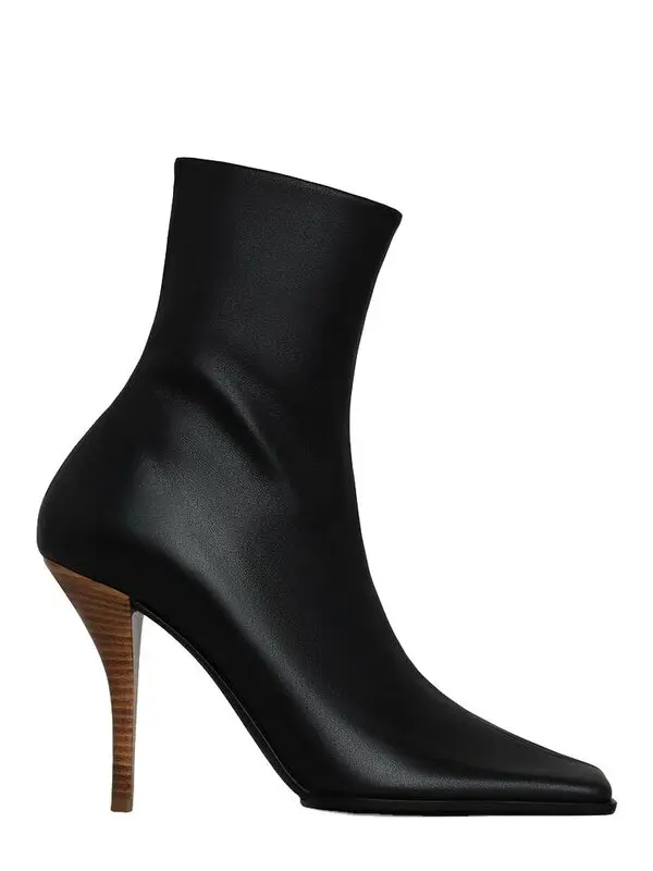 Alaïa Square Toe Sock Heel Leather Ankle Boots - Black