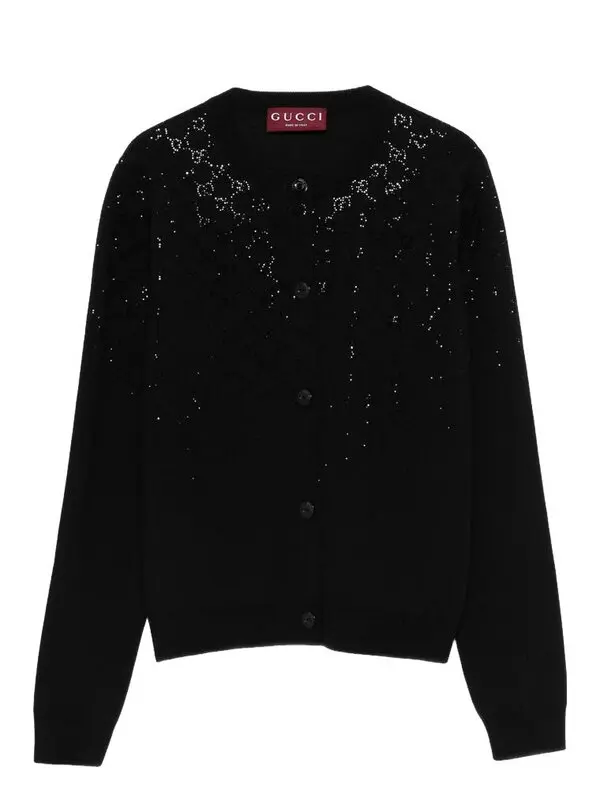 Gucci Embellished Wool Blend Cardigan - Black