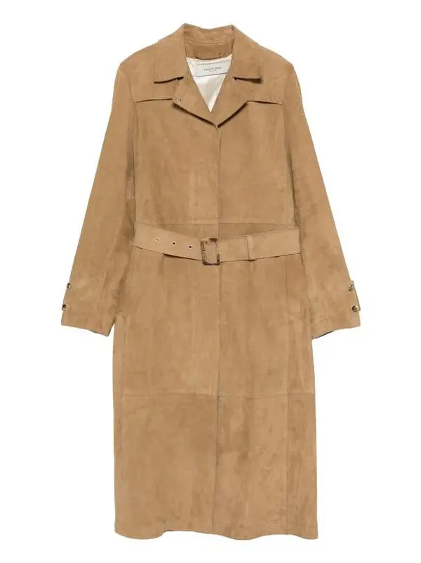 GOLDEN GOOSE Leather Trench Coat - Cream