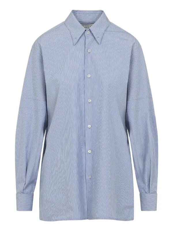 MAISON MARGIELA Striped Cotton Shirt - Blue