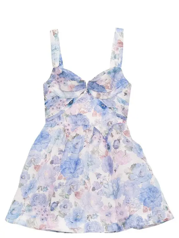 Zimmermann Floral Print Eyelet Detail Dress - Blue