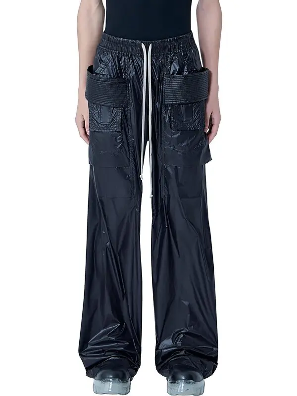 Rick Owens Wide Leg Cargo Drawstring Pants - Black