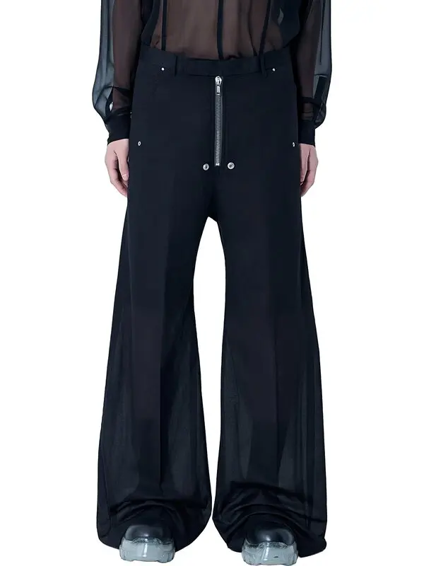 Rick Owens Tailored Wide-leg Sheer Trousers - Black