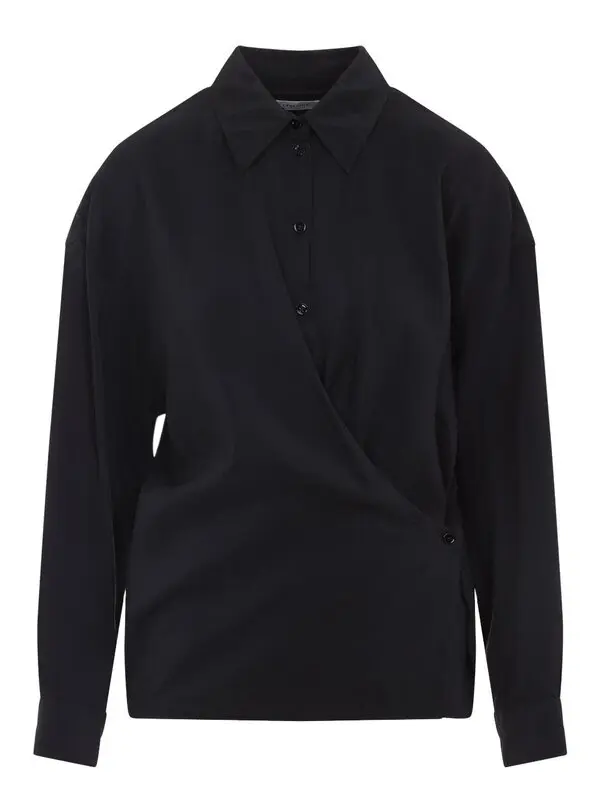 LEMAIRE Twisted Draped Silk Shirt - Black