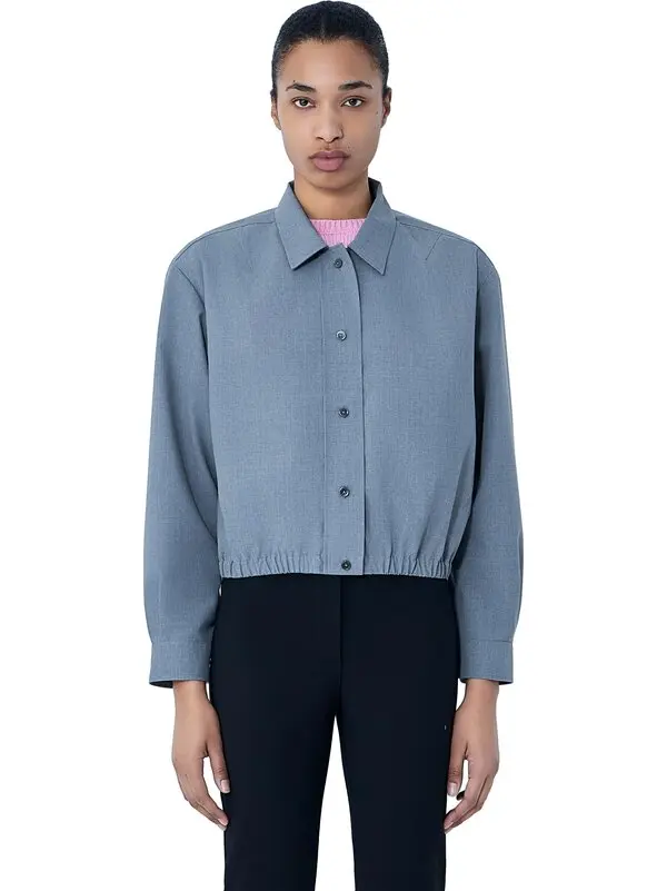 JIL SANDER Cotton Poplin Cropped Shirt - Gray