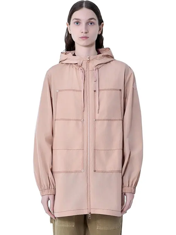 Moncler Hooded Zip Jacket With Elasticated Cuffs - Pink
