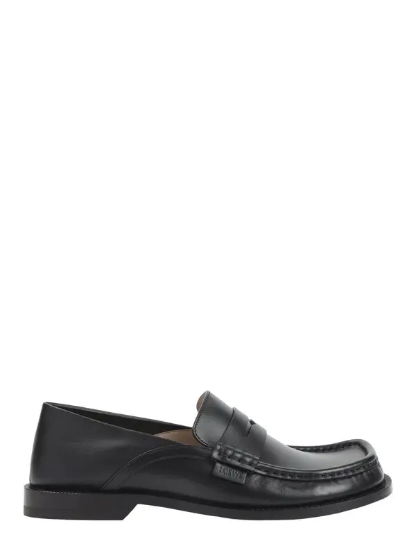 Loewe Campo Flap Back Loafers In Calfskin - Black